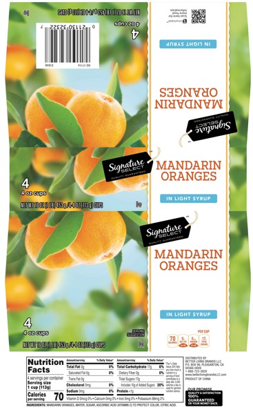 Signature Select, Mandarin Oranges In Light Syrup - 1Source