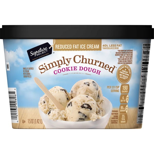 Signature Select VANILLA FLAVORED ICE CREAM WITH COOKIE DOUGH PIECES ...