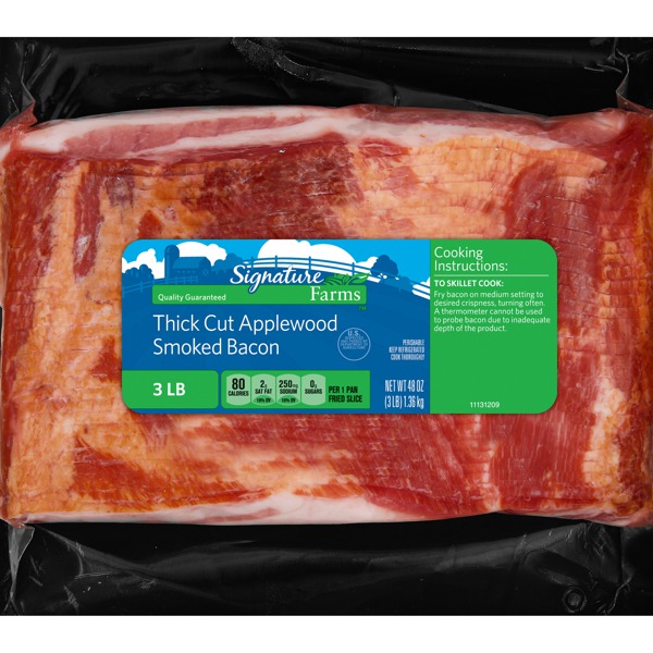 Signature Farms THICK CUT APPLEWOOD SMOKED BACON - 1Source