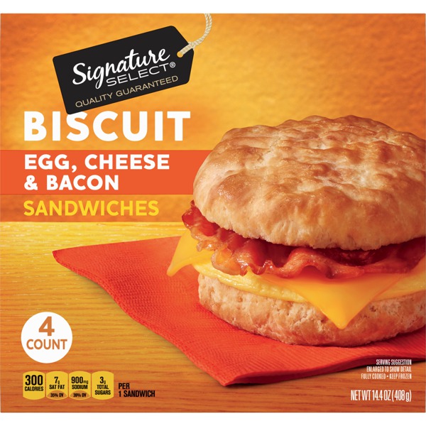 Signature Select Egg, Cheese & Bacon Biscuit Sandwiches - 1Source