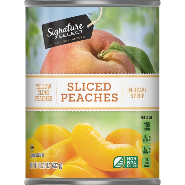 Signature Select SLICED PEACHES IN HEAVY SYRUP - 1Source