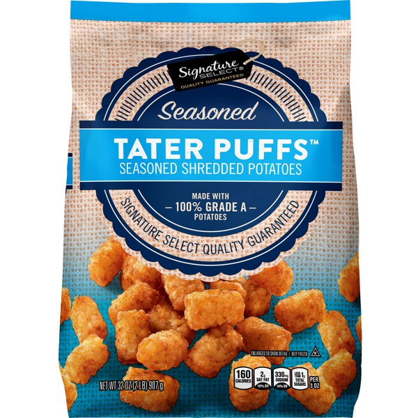 Signature Select, Tater Puffs Seasoned Shredded Potatoes - 1Source