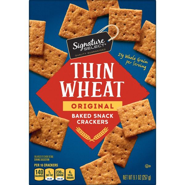 Signature Select Original Thin Wheat Baked Snack Crackers - 1Source