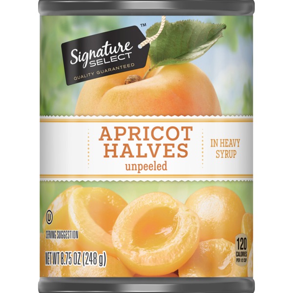 Signature Select APRICOT HALVES UNPEELED IN HEAVY SYRUP - 1Source