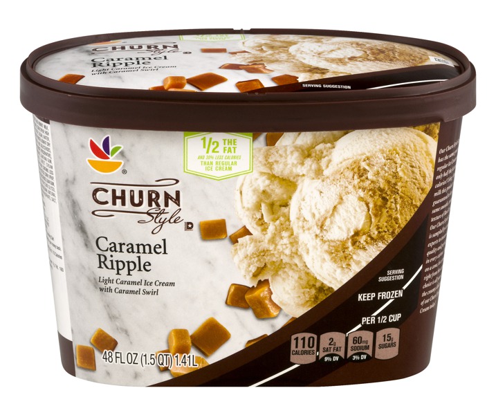 Ahold Churn Style Caramel Ripple - Light Caramel Ice Cream With Caramel ...