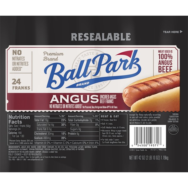 Ball Park® Angus Beef Franks, Original Length, 24 Count (Club Pack ...
