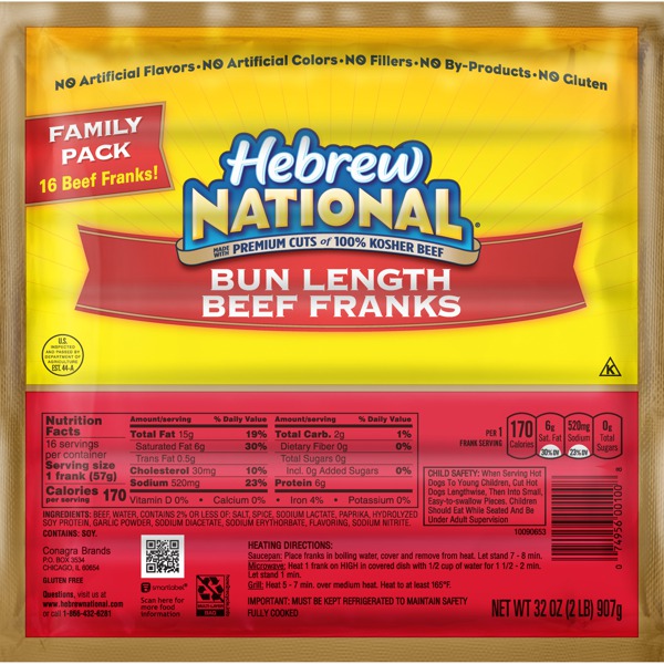 Hebrew National Bun Length Beef Franks - 1Source