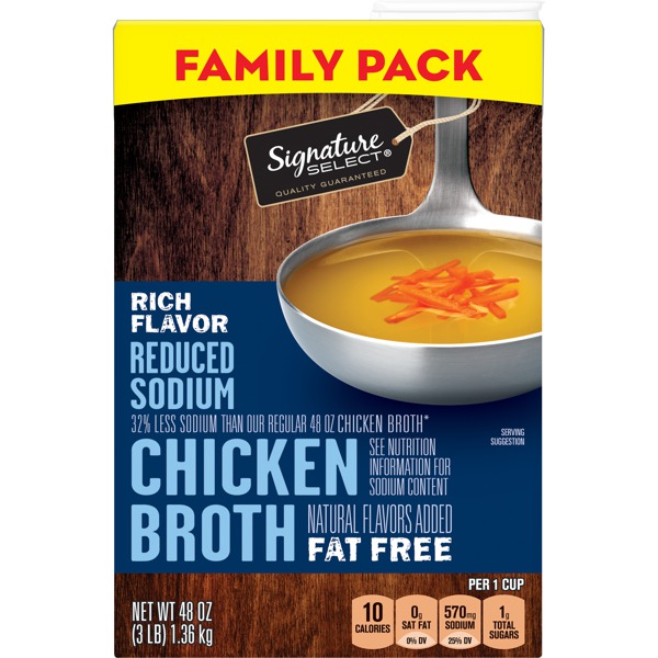 Signature Select Fat Free Reduced Sodium Rich Flavor Chicken Broth ...