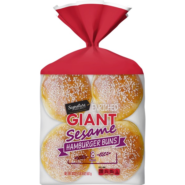 Signature Select GIANT SESAME HAMBURGER BUNS - 1Source