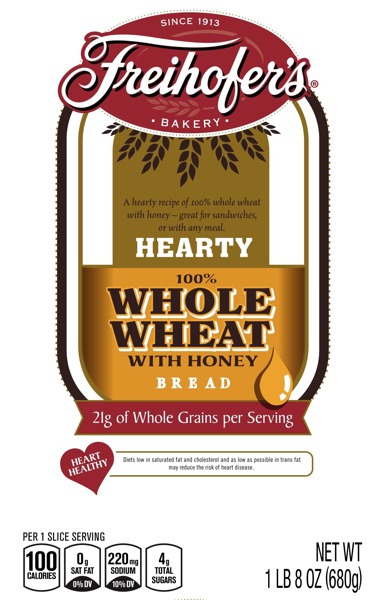 Freihofer'S Bakery, Hearty 100% Whole Wheat With Honey Bread - 1Source