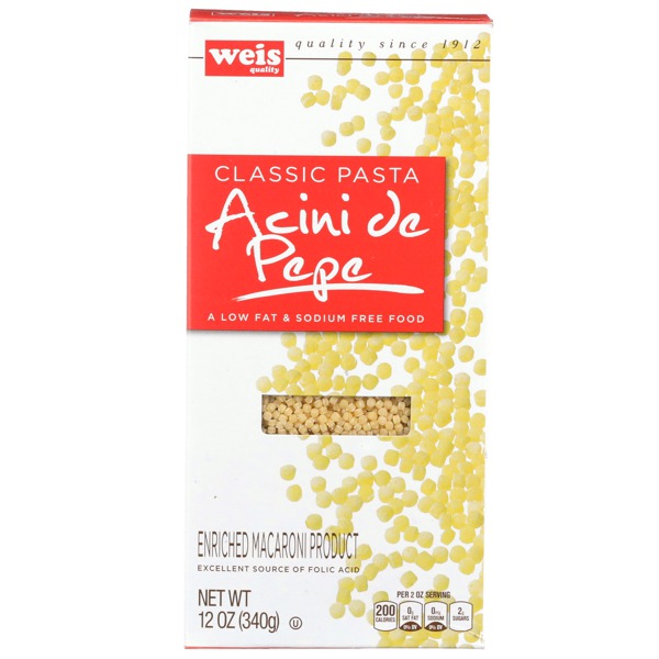 Weis Quality CLASSIC PASTA ENRICHED MACARONI PRODUCT ACINI DE PEPE ...