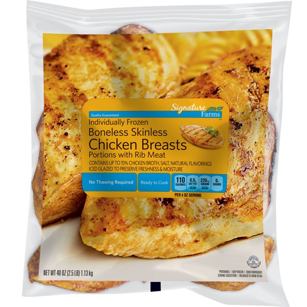 Signature Farms BONELESS SKINLESS CHICKEN BREASTS PORTIONS WITH RIB ...