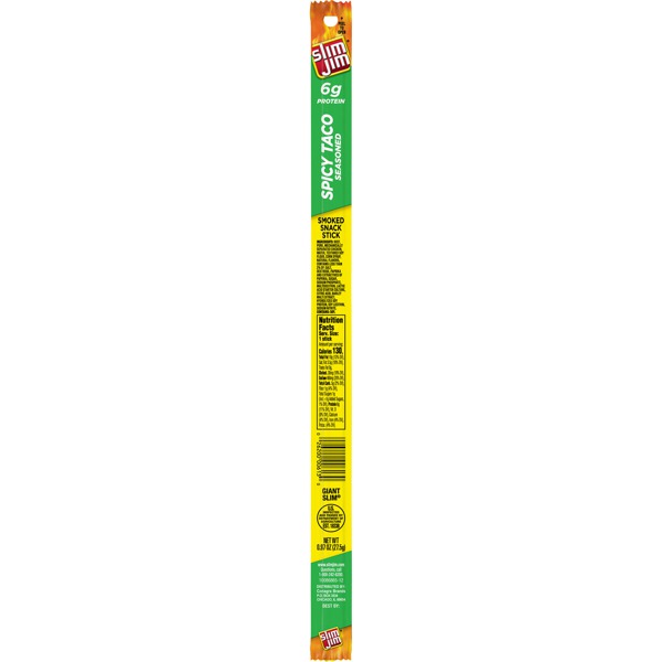 Slim Jim Spicy Taco Seasoned Smoked Snack Stick - 1Source