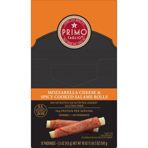 Primo Taglio MOZZARELLA CHEESE & SPICY COOKED SALAME ROLLS - 1Source