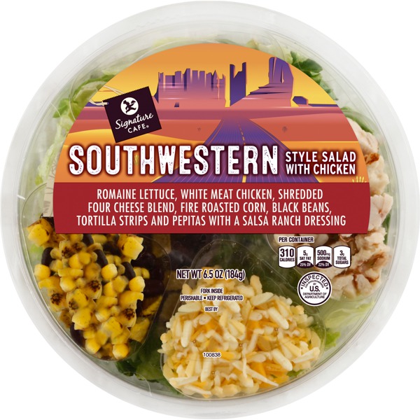 Signature Cafe Southwestern Style Romaine Lettuce, White Meat Chicken ...