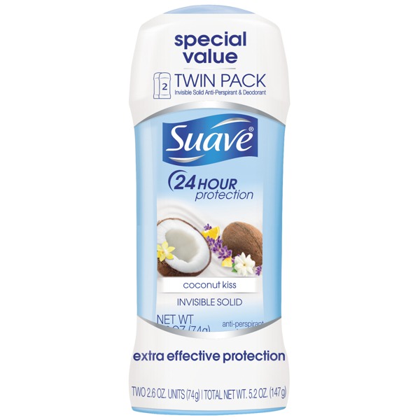 Suave Invisible Solid Anti-Perspirant Deodorant Twin Pack Coconut Kiss ...