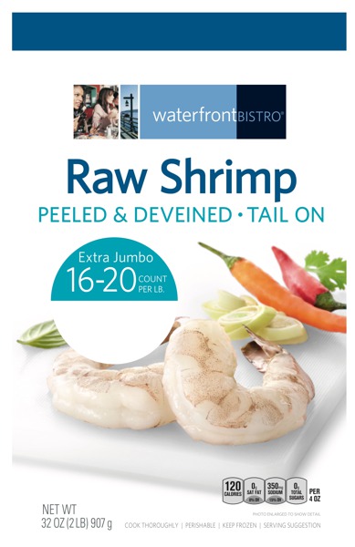 Waterfront Bistro Extra Large Raw Shrimp Peeled And Deveined Tail On