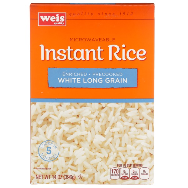 Weis ENRICHED PRECOOKED WHITE LONG GRAIN MICROWAVEABLE INSTANT RICE ...