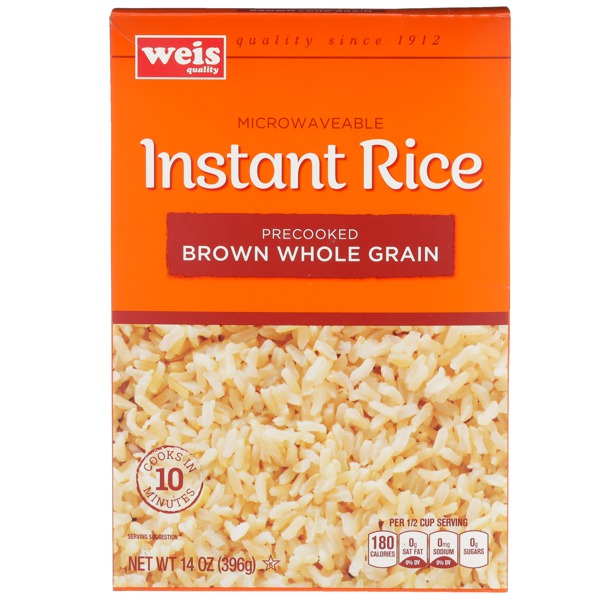 Weis Quality MICROWAVEABLE PRECOOKED BROWN WHOLE GRAIN INSTANT RICE ...