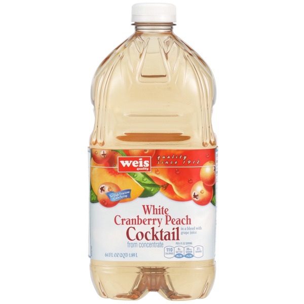 Weis Quality WHITE CRANBERRY PEACH COCKTAIL IN A BLEND WITH GRAPE JUICE ...