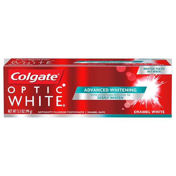 Colgate Optic White Advanced Whitening Toothpaste, Enamel Luminous Mint ...