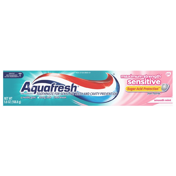 Aquafresh Sensitive Toothpaste For Sensitivity And Cavity Protection ...
