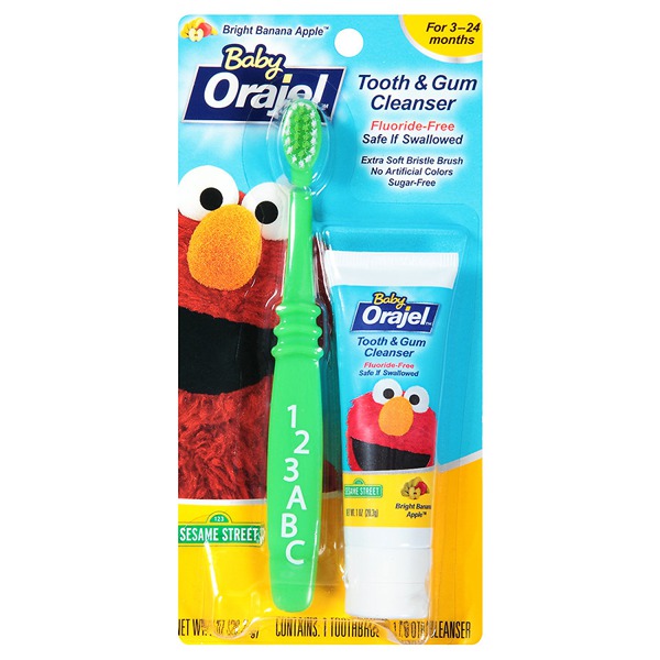 Orajel Baby Tooth & Gum Cleanser Sesame Street Bright Banana Apple ...