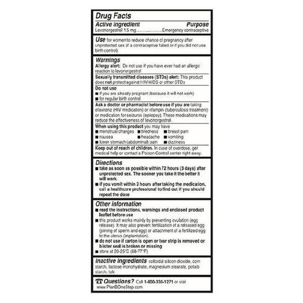 Plan B One-Step Emergency Contraceptive - 1Source