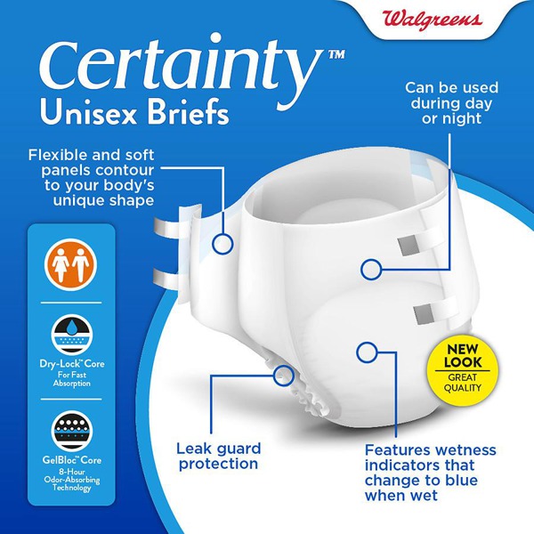 Walgreens Certainty Unisex Briefs Large Large - 1Source