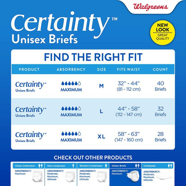 Walgreens Certainty Unisex Briefs Large Large - 1Source