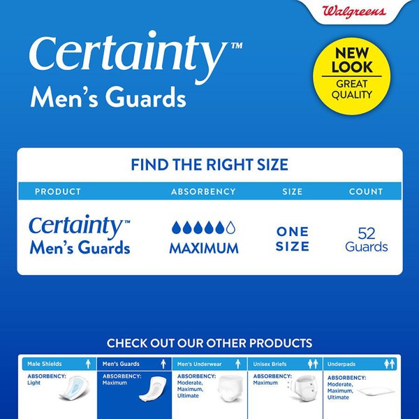 Walgreens Certainty Men'S Guards, Maximum Absorbency - 1Source