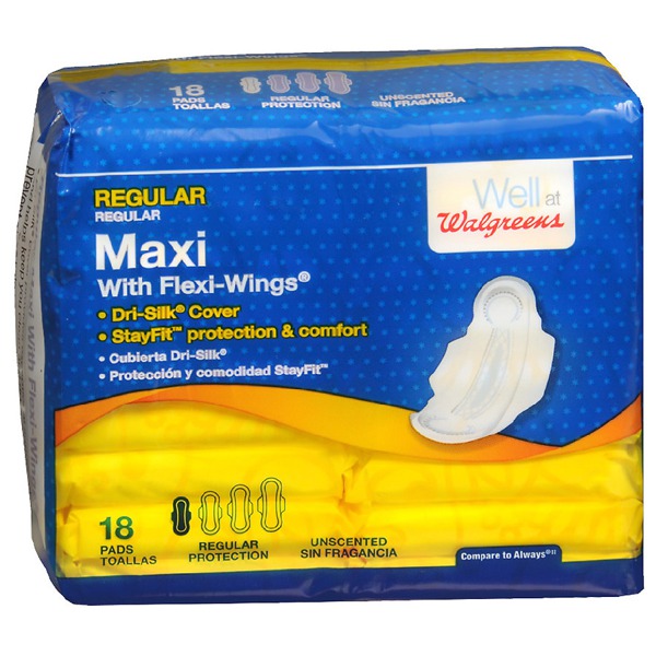 Walgreens Maxi Pads With Flexi Wings, Regular - 1Source