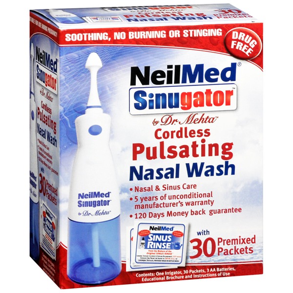 Neilmed Sinugator Cordless Pulsating Nasal Wash With 30 Premixed ...