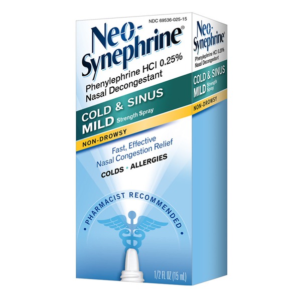 Neo-Synephrine Cold & Sinus Mild Strength Nasal Decongestant Spray ...