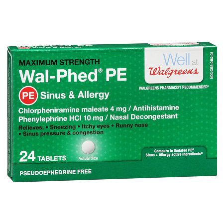 Walgreens Wal-Phed PE Sinus & Allergy Tablets - 1Source