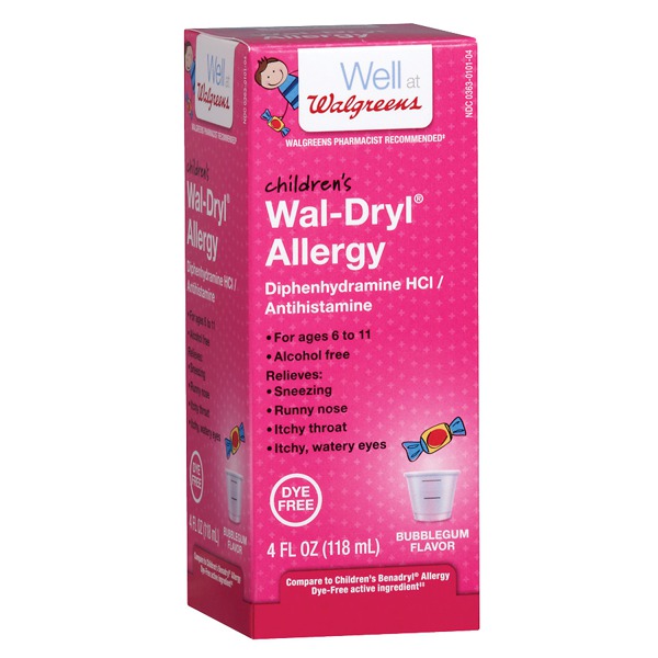 Walgreens Wal-Dryl Children'S Allergy Oral Solution Dye-Free Bubble Gum ...