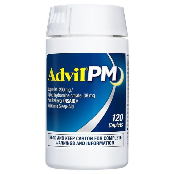 Advil PM Pain Reliever & Nighttime Sleep Aid Coated Caplet, 200Mg ...