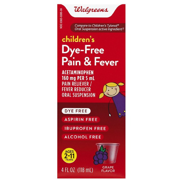 Walgreens Children'S Pain Reliever, Dye Free Grape - 1Source