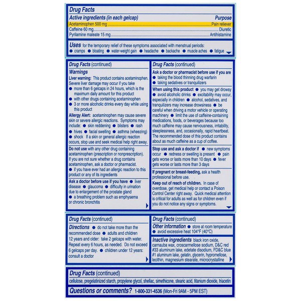 Midol Complete Pain Reliever/ Diuretic/ Antihistamine Gelcaps - 1Source