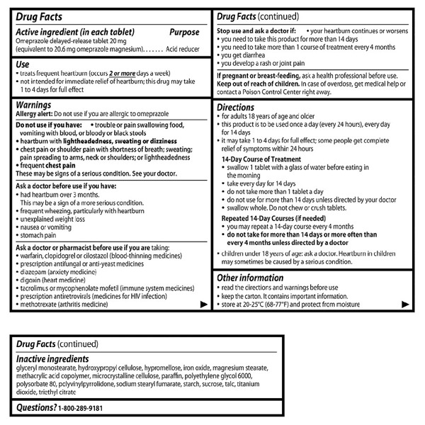 Prilosec OTC Frequent Heartburn Medicine Acid Reflux Reducer Tablets ...