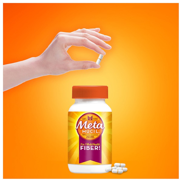 Metamucil 100% Natural Psyllium Husk Daily Fiber Supplement Capsules ...