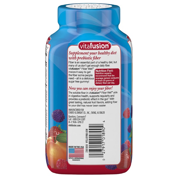 Vitafusion Fiber Well Gummy Vitamins Peach, Strawberry & Berry - 1Source