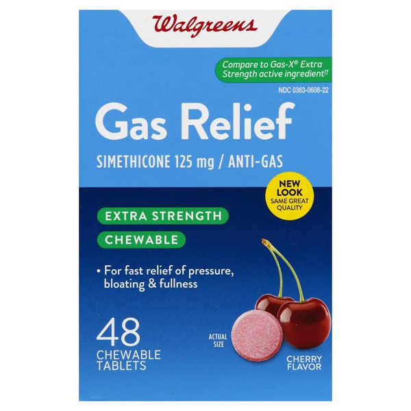 Walgreens Extra Strength Gas Relief Chewable Cherry - 1Source