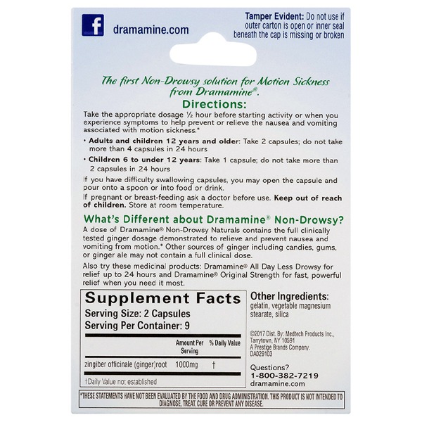 Dramamine Non-Drowsy Naturals Motion Sickness Relief Capsules - 1Source