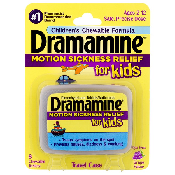 Dramamine Chewable Motion Sickness Relief For Kids, Grape Grape - 1Source