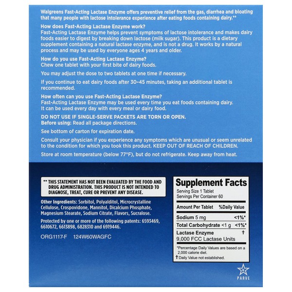 Walgreens Lactose Fast Acting Relief Chewable Tablets - 1Source