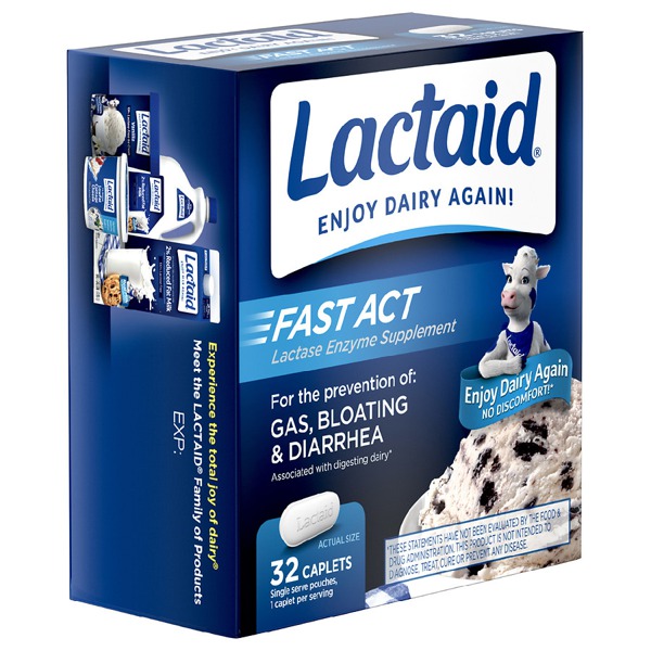 Lactaid Fast Act Lactose Intolerance Caplets - 1Source