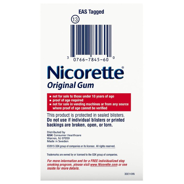 Nicorette Nicotine Gum 2 Mg Original - 1Source
