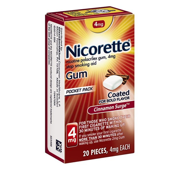 Nicorette Nicotine Gum, 4Mg Cinnamon Surge - 1Source