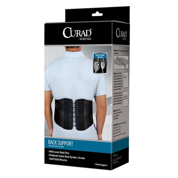 Curad Back Support With Dual-Pulley System Small-Medium Black - 1Source
